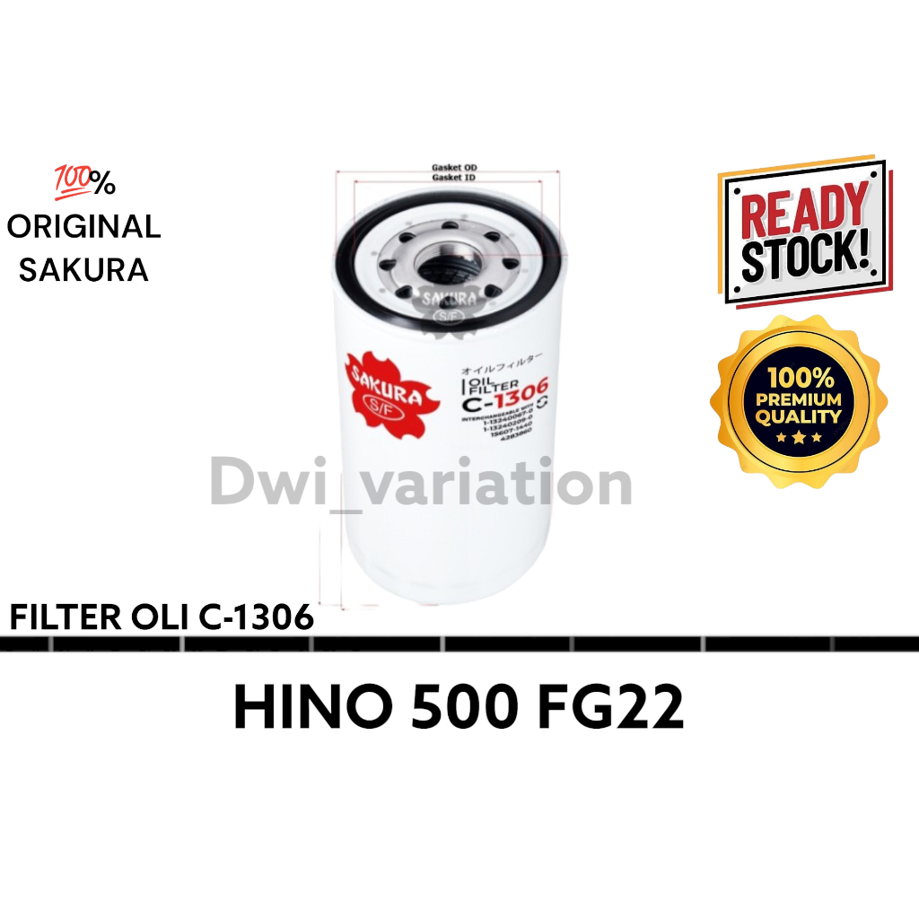 Jual FILTER OLI HINO 500 FG22 / HITACHI EX200 ORIGINAL PRODUK SAKURA C ...