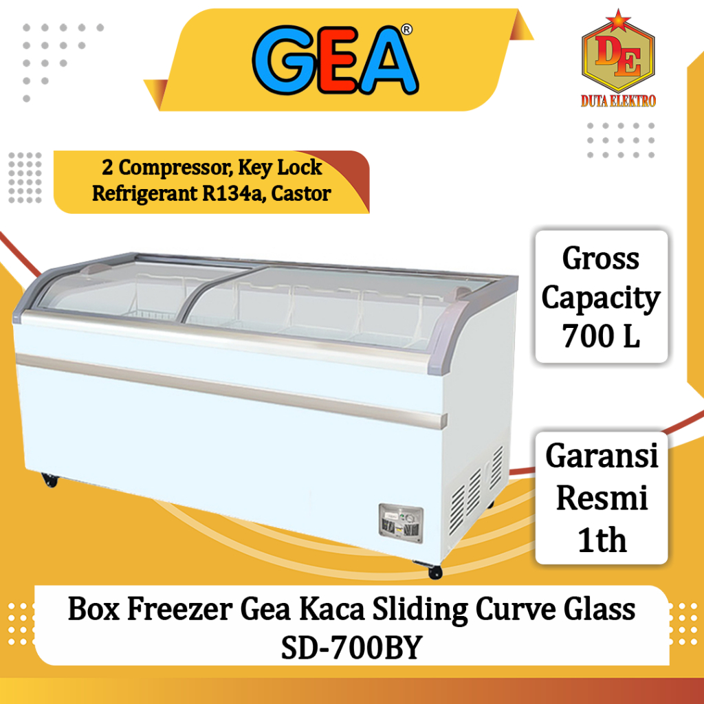 Jual Box Freezer Gea SD 700 By Chest Freezer Kaca Sliding Curve Glass ...