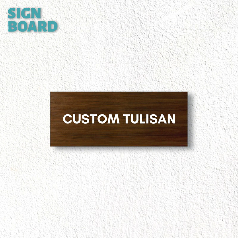 Jual Custom Tulisan Sign Board Akrilik Motif Kayu Kustom Print UV Papan ...