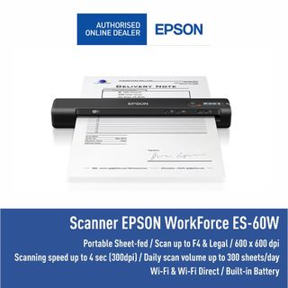 Jual Scanner EPSON ES-60W EPSON ES60W ES 60 W ES 60W ES60 Wi-Fi F4 ...