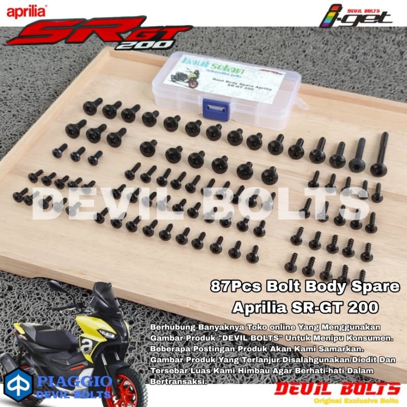 Jual (87Pcs)Baut Body Aprilia SR-GT 200/ Baut Body Spare Aprilia SRGT 125/200 | Shopee Indonesia