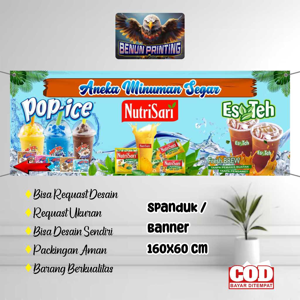 Jual Spanduk Banner 160x60 Aneka Minuman Segar Pop Ice, Es Teh Requast ...