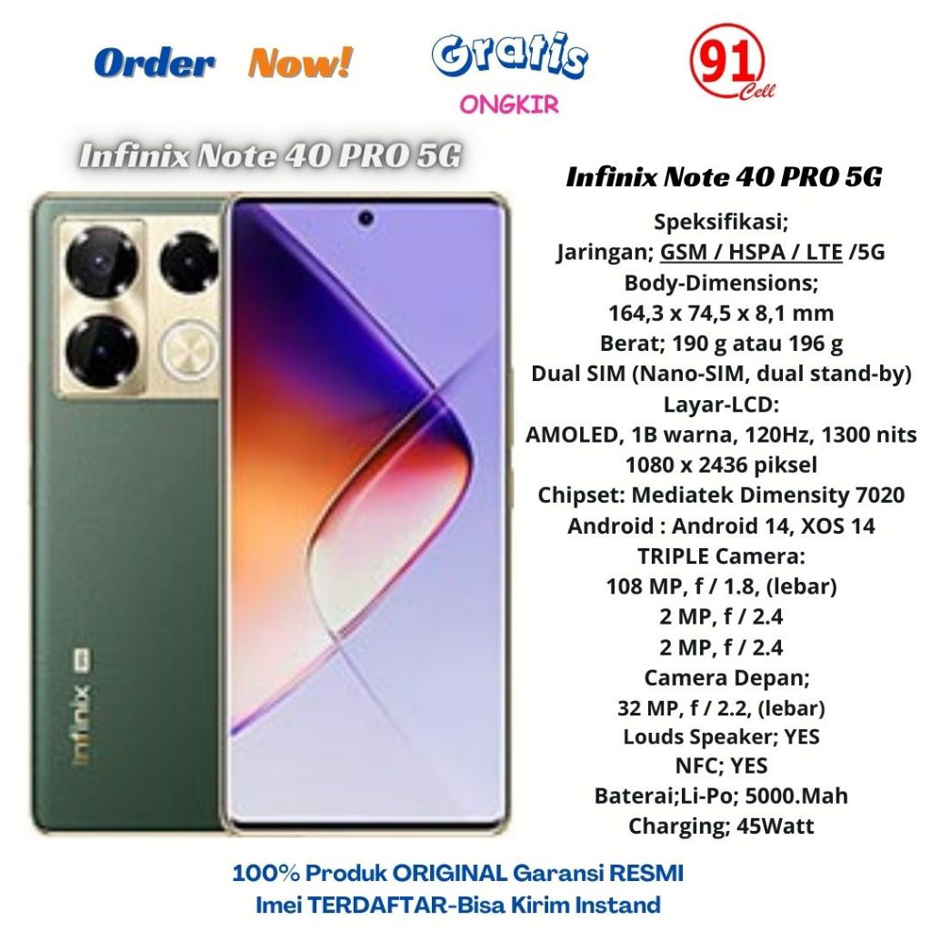 Jual Infinix Note 40 Pro / Note 40 Pro+ 5G Original Ram12/256Gb & Ram8/256Gb Extended 8gb ...