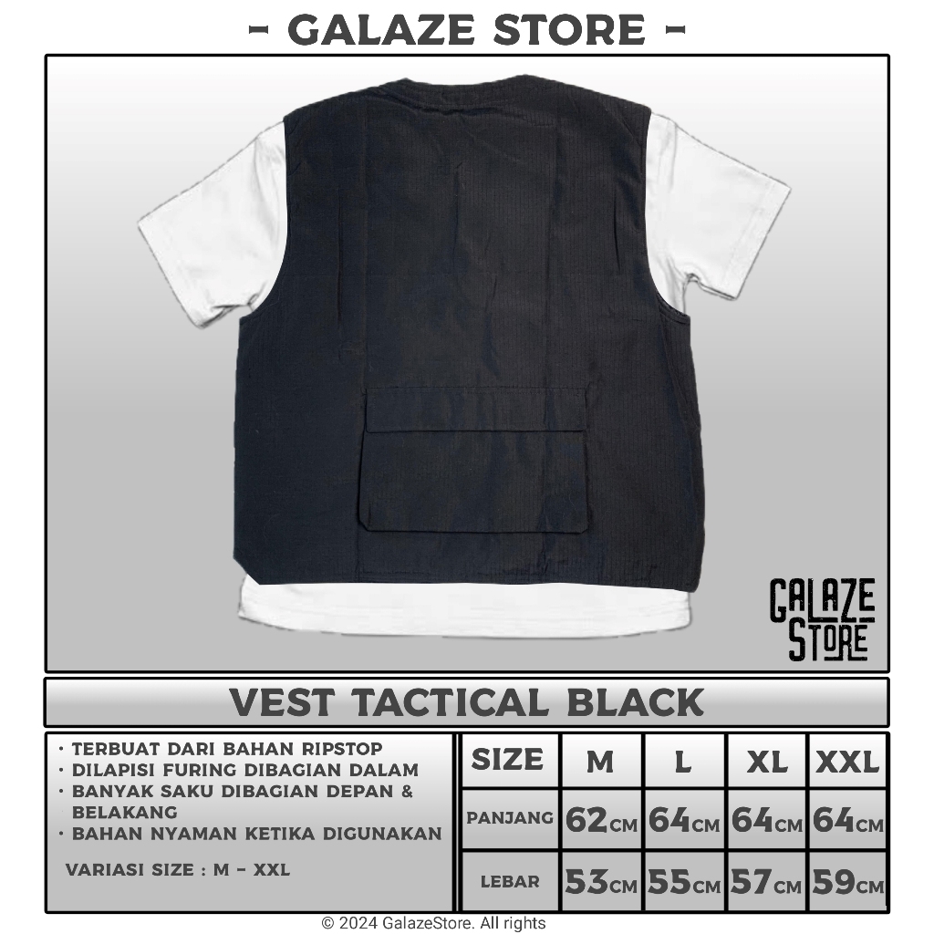 Jual VEST BLACK - VEST TACTICAL - VEST RIPSTOP HITAM - ROMPI LAPANGAN ...