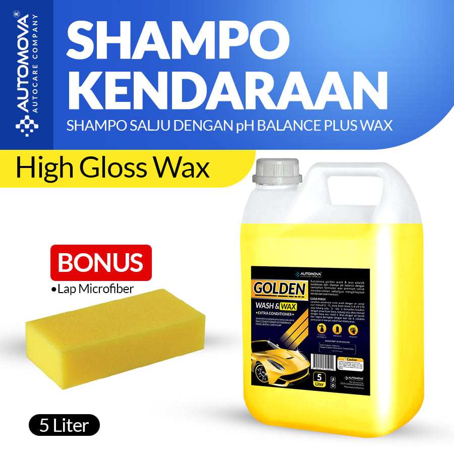 Jual AUTOMOVA - Shampo Mobil 5 Liter Shampo Motor Wash And Wax Extra ...