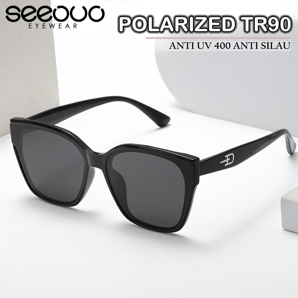 Jual Seeouo Kacamata Hitam Sunglasses Polarized Model Kotak Oversize Stylish Fashionable Bahan ...
