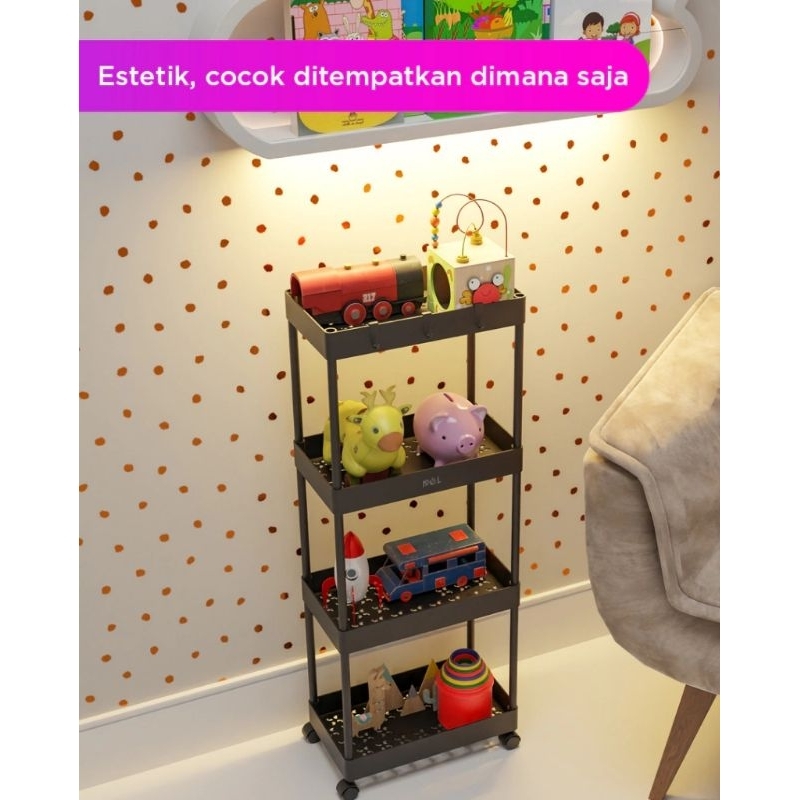 Jual RAK DAPUR 4 SUSUN RAK SERBAGUNA PERSEGI 4 TINGKAT DENGAN RODA RAK ...