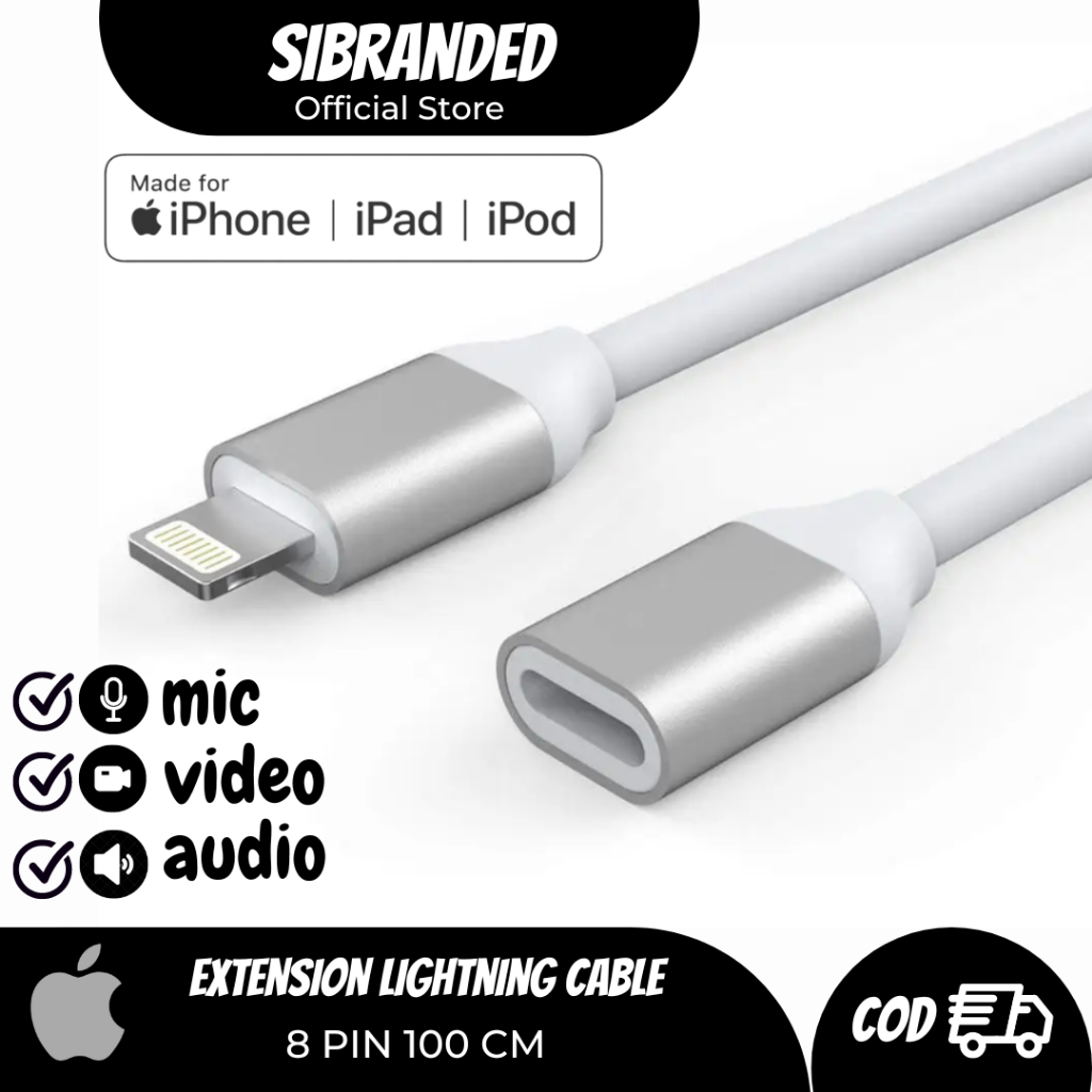 Jual Kabel Extension Lightning Male to Female 8-Pin Charge Video Data Audio Apple iPhone ...