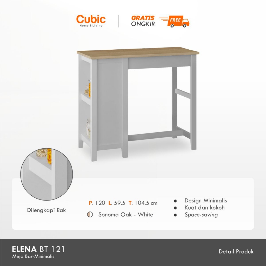 Jual Cubic Meja Makan Tinggi / Bar Table / ELENA BT 121 | Shopee Indonesia