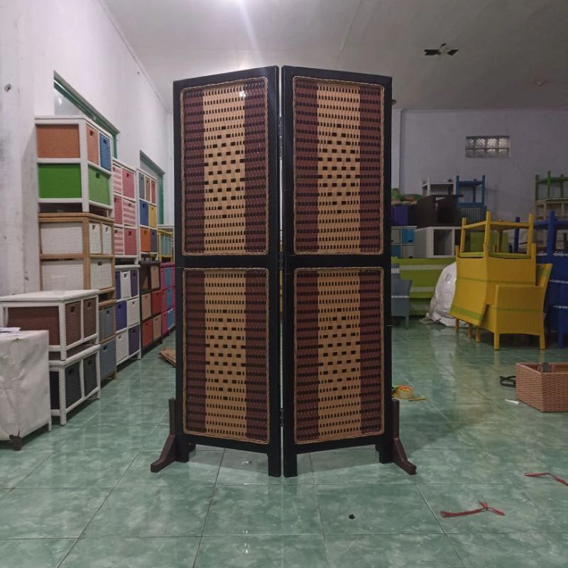 Jual Partisi Ruangan Rotan Sintetis Pintu 2 | Shopee Indonesia