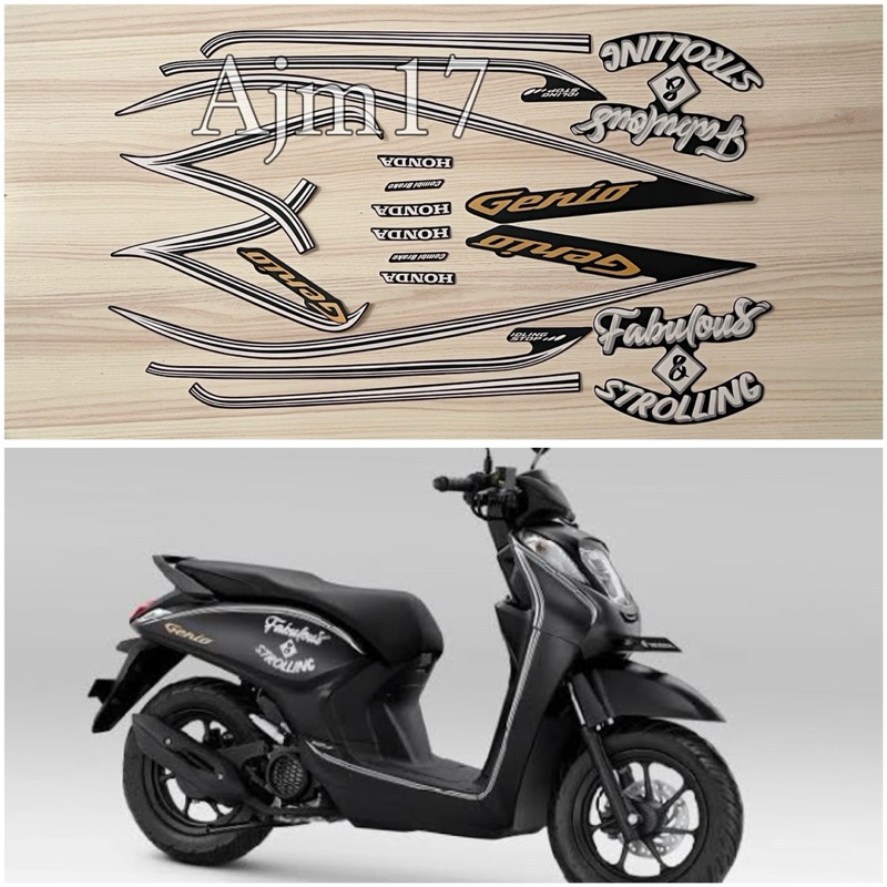 Jual STIKER STRIPING MOTOR GENIO FABULOUS 2022 HITAM | Shopee Indonesia