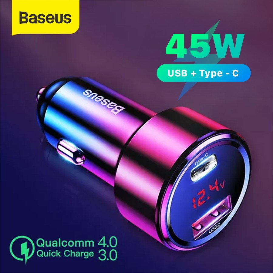 Jual Baseus Car Charger Mobil PPS 6A 45W Dual Output USB+Type C Fast ...