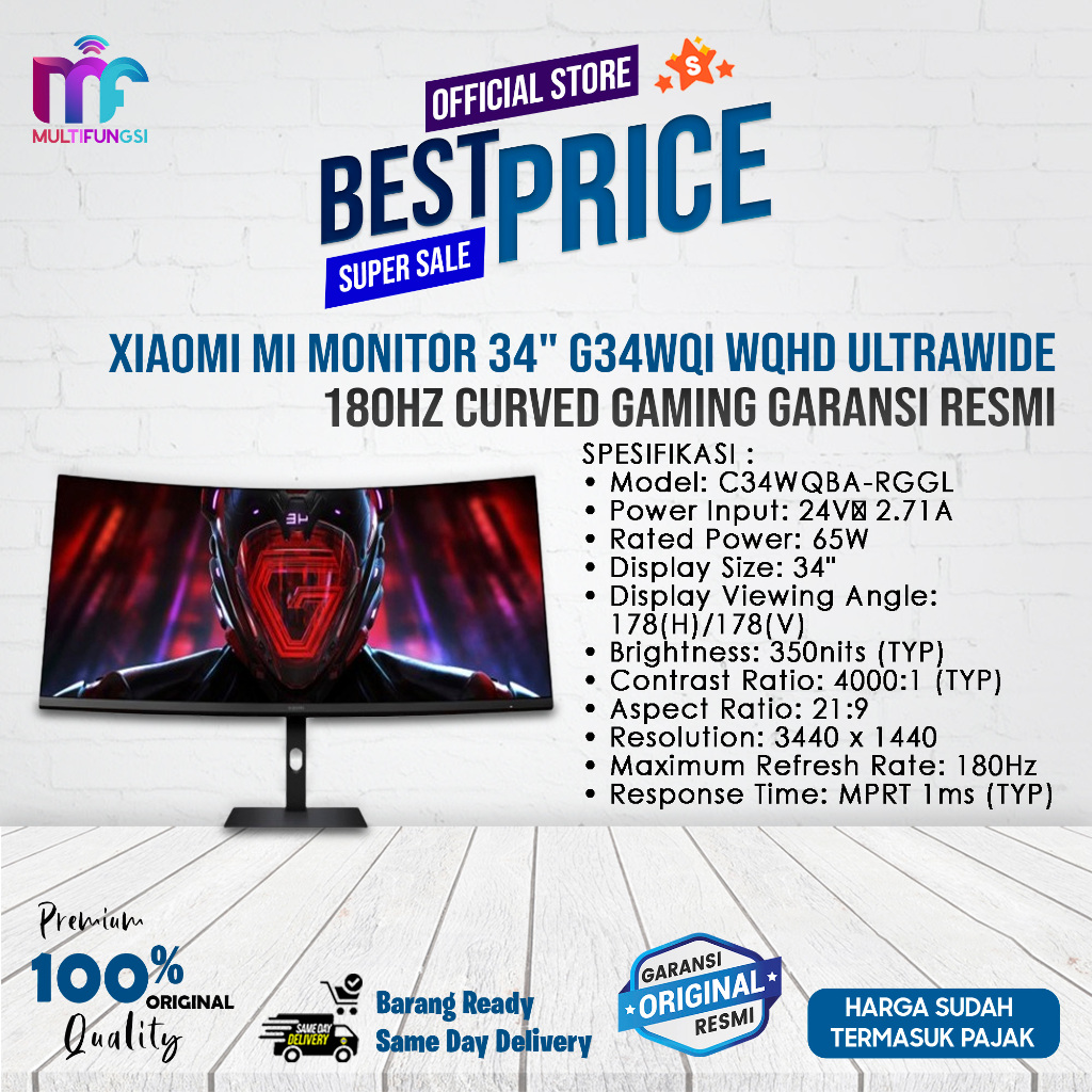 Jual Xiaomi Mi Monitor 34" G34WQi WQHD Ultrawide 180Hz Curved Gaming ...