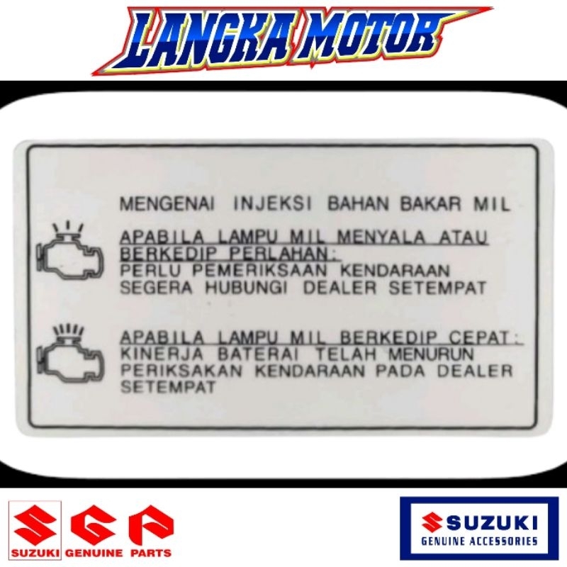Jual Suzuki ORI SGP Label Stiker MENGENAI LAMPU MIL Fi Motor SUZUKI ...