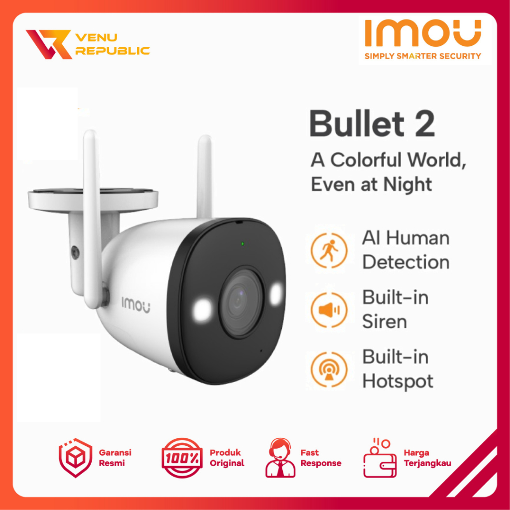Jual IMOU Bullet 2 - 2MP | Night Vision | Two Way Talk | Human ...
