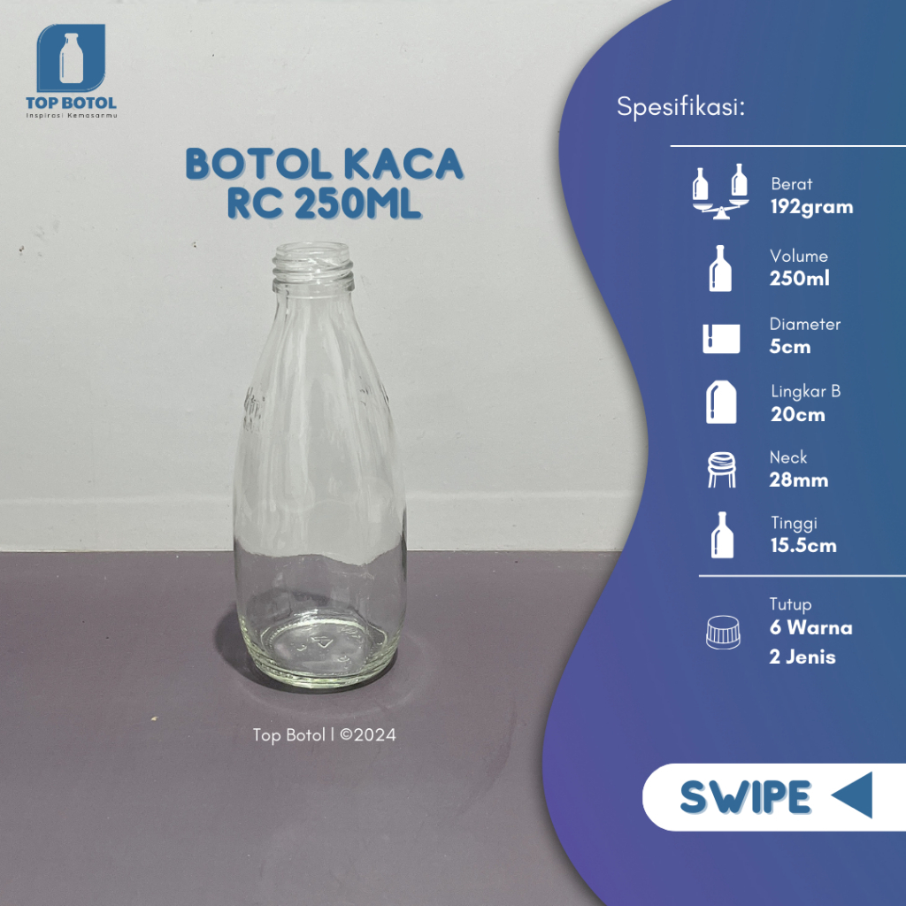 Jual (Paket isi 24pcs) BOTOL KACA RC 250ML BOTOL KACA JUS 250ML BOTOL ...