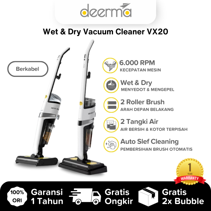 Jual Deerma VX20 Wet and Dry Vacuum Cleaner | Vakum Sapu dan Pel | Dual Roller Brush Vaccum ...
