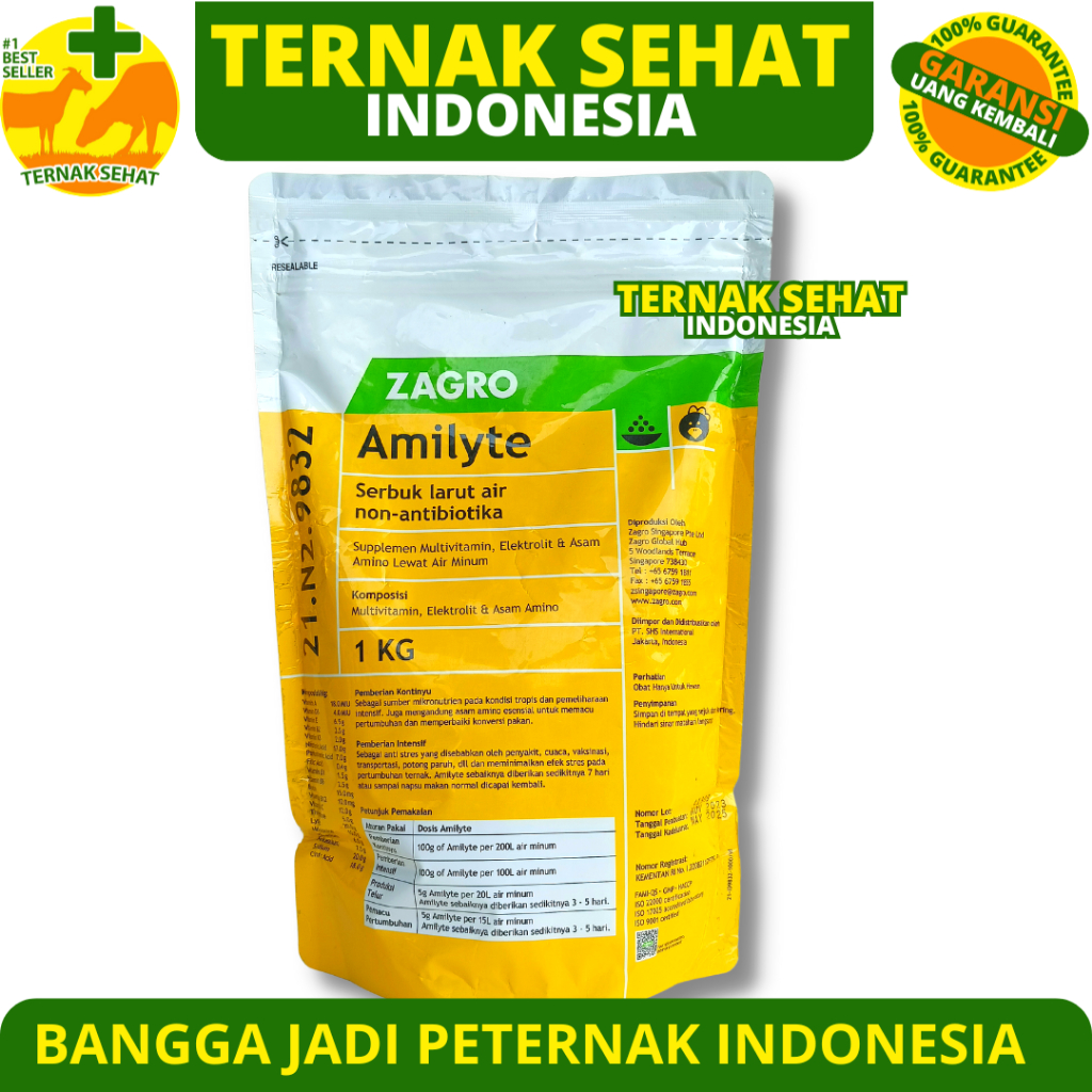 Jual AMILYTE 1 KG ZAGRO - Vitamin Ayam Anti Stress isi Asam Amino ...