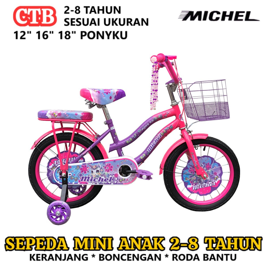 Jual Sepeda Mini Anak Michel Ponyku CTB 12" 16" 18" Keranjang Boncengan ...