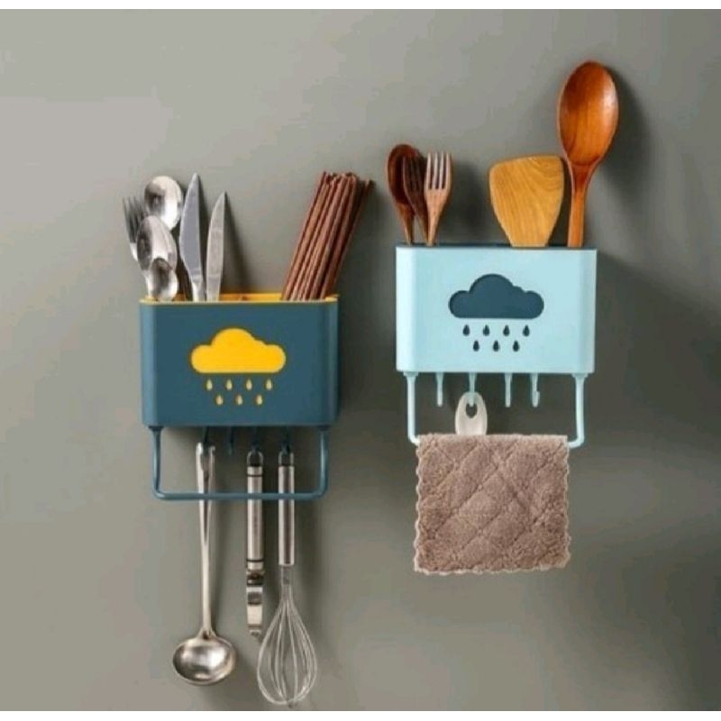 Jual Rak Dapur Gantung Tempat Sendok Garpu Tempel Dinding Serbaguna ...