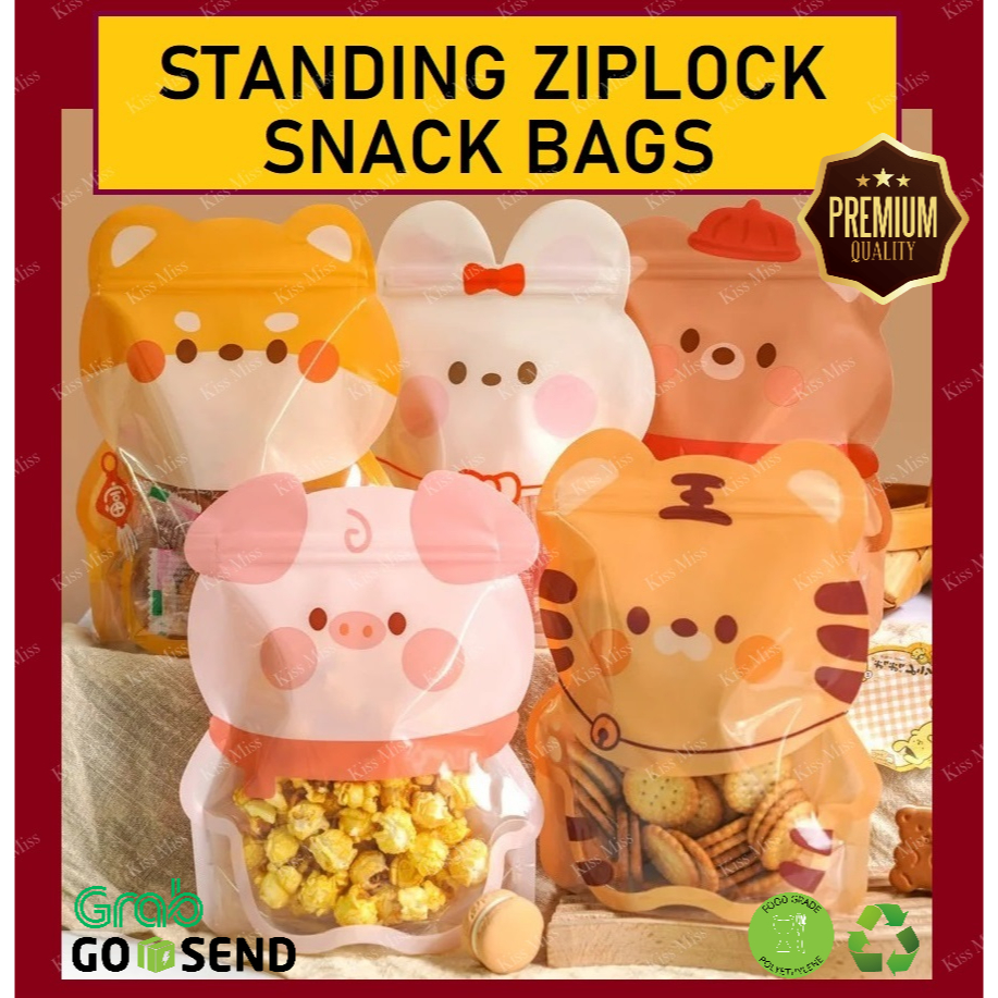 Jual ANIMAL - STANDING ZIPLOCK SNACK BAGS - LUCU - FANCY - kue - snack ...