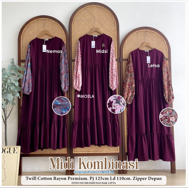 Jual Midi dress Nemas Midsi Letsa Ginti Gafia Blisa Yifsa Lowsa Uliba ...