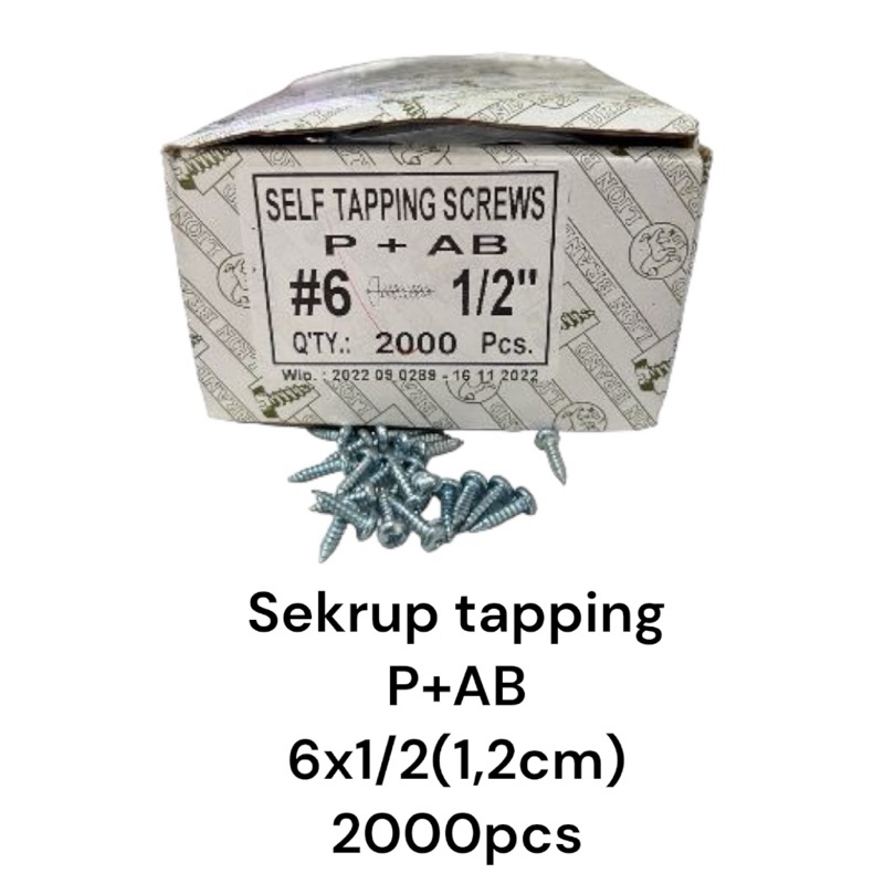 Jual B SC99 P+AB 6 x 1/2" ( panjang 1,2cm ) sekrup tapping Kepala bulat ...