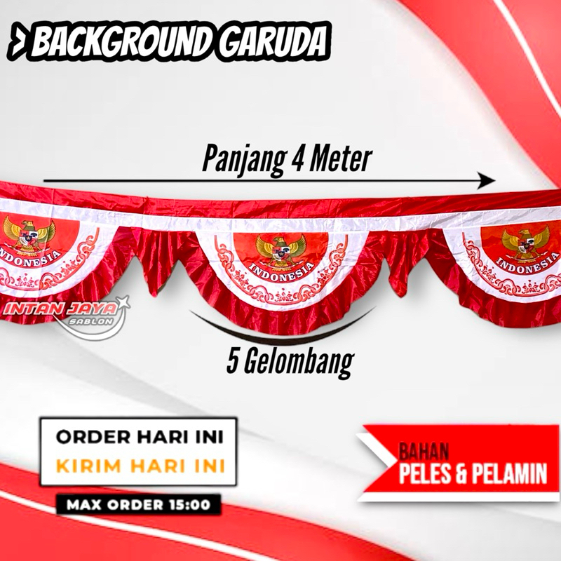 Jual BENDERA BACKGROUND GARUDA MERAH PUTIH 5 GELOMBANG/UMBUL UMBUL GELOMBANG | Shopee Indonesia