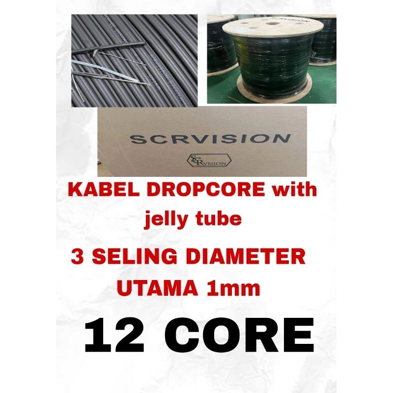 Jual Kabel FO Dropcore 12 Core jelly tube /Fiber Optik DropWire 1000M ...
