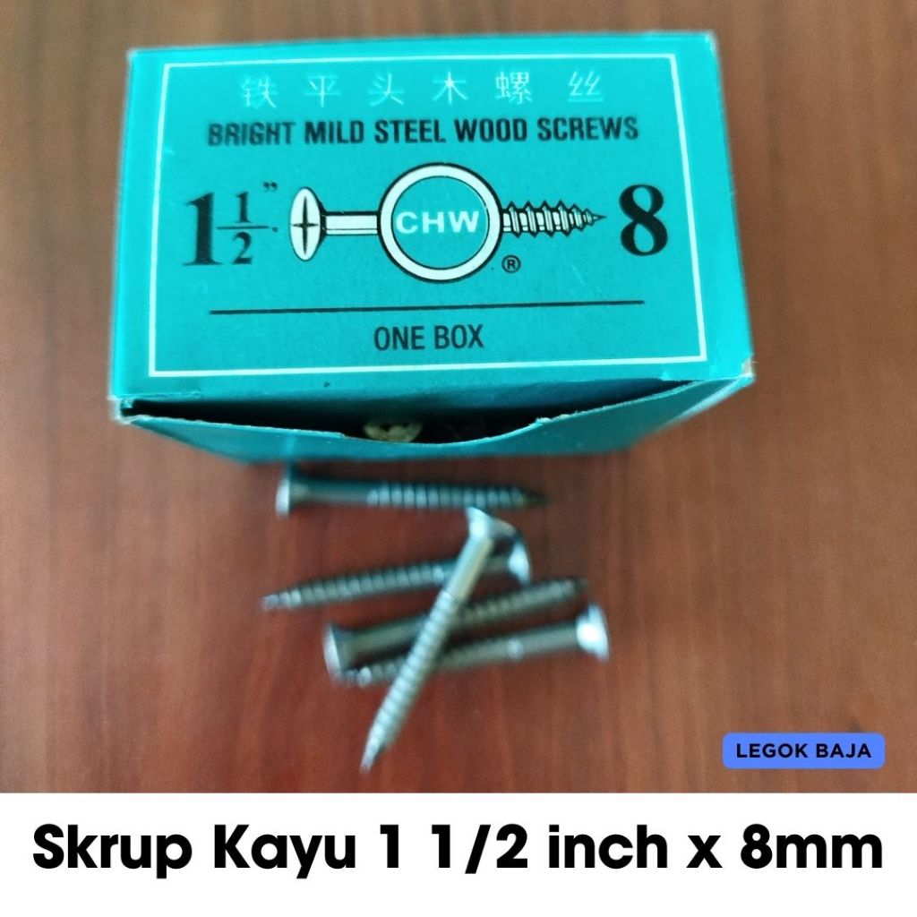 Jual Skrup Baut Kayu Drywall Lemari CHW Wood Screw 1 1/2 inch x 8mm ...