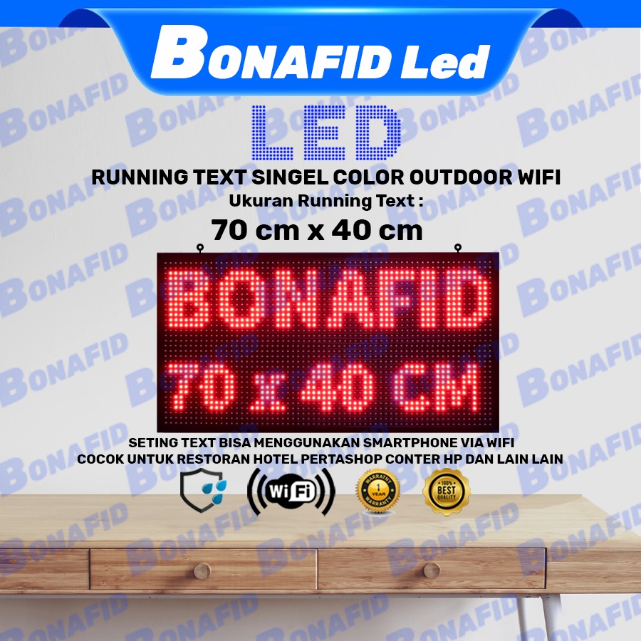 Jual LED Running Text Merah Outdoor 70x40cm WIFI 70cm x 40cm | Shopee ...