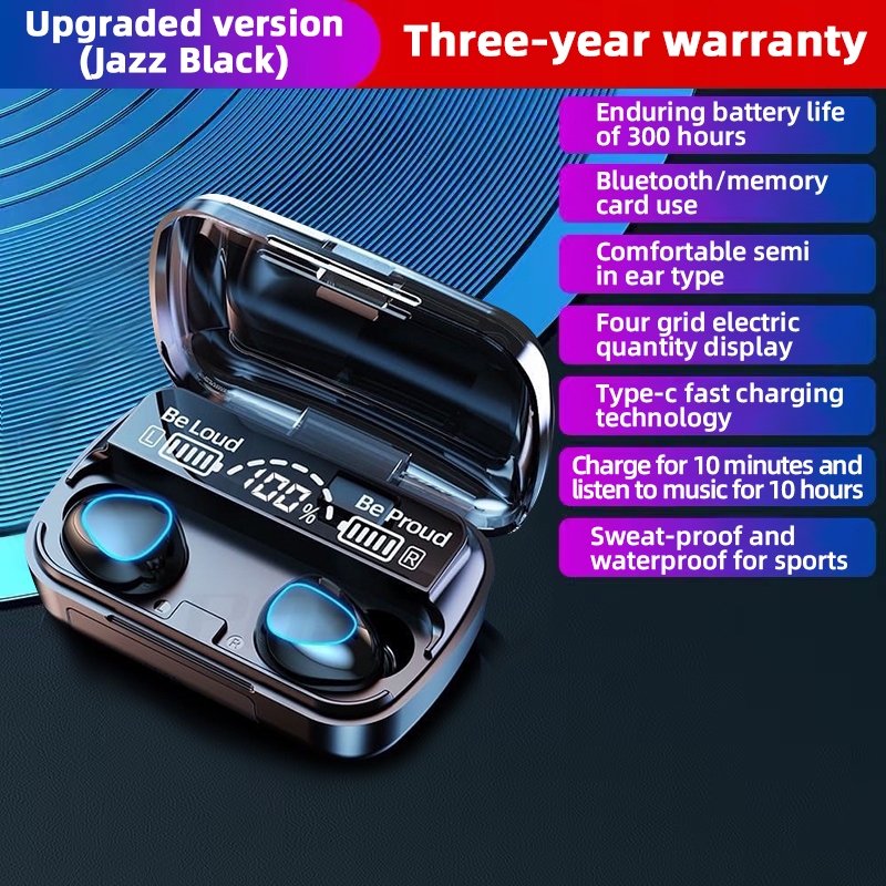 Jual M10 Earphone bluetooth TWS full bass stereo 3500MAH power bank ...