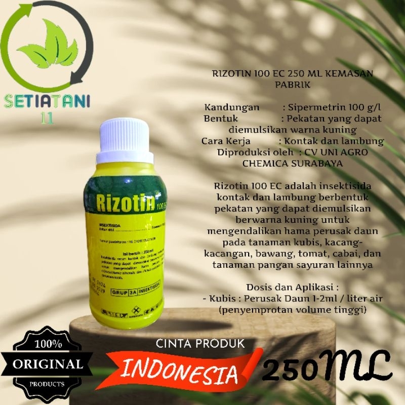 Jual Insektisida Rizotin 100EC Mengendalikan Hama Perusak Daun Kemasan ...