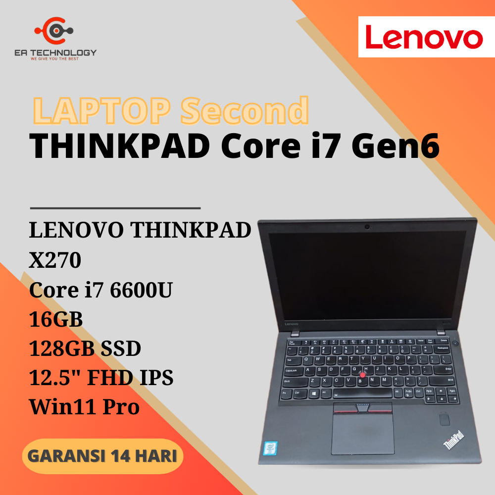 Jual LENOVO THINKPAD X270 Core i7-6600U 16GB 128SSD 12.5" FHD IPS Win11 Pro | Shopee Indonesia