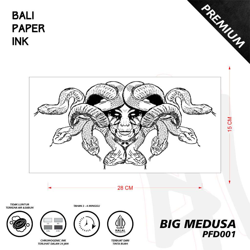 Jual Bali Paper Ink PFD001 Big Medusa Fruit Ink Tatto Temporary Premium ...