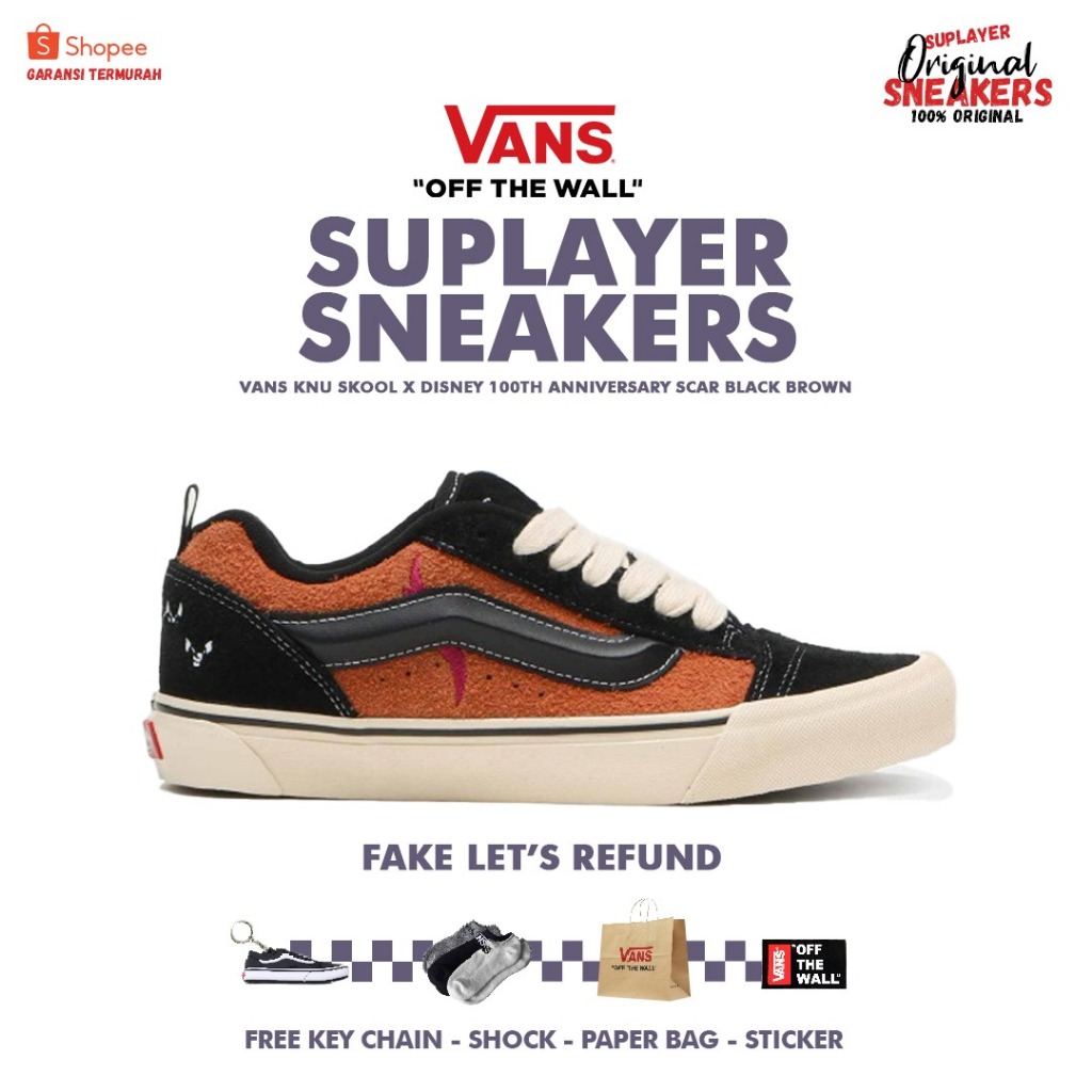 Jual Vans x Disney Knu Skool Scar Black Brown Original BNIB | Shopee ...