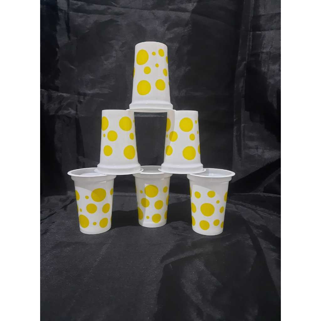 Jual Cup/Gelas Plastik 200 ml/ BOLA-BOLA KUNING / IJY - Isi 50 Pcs ...