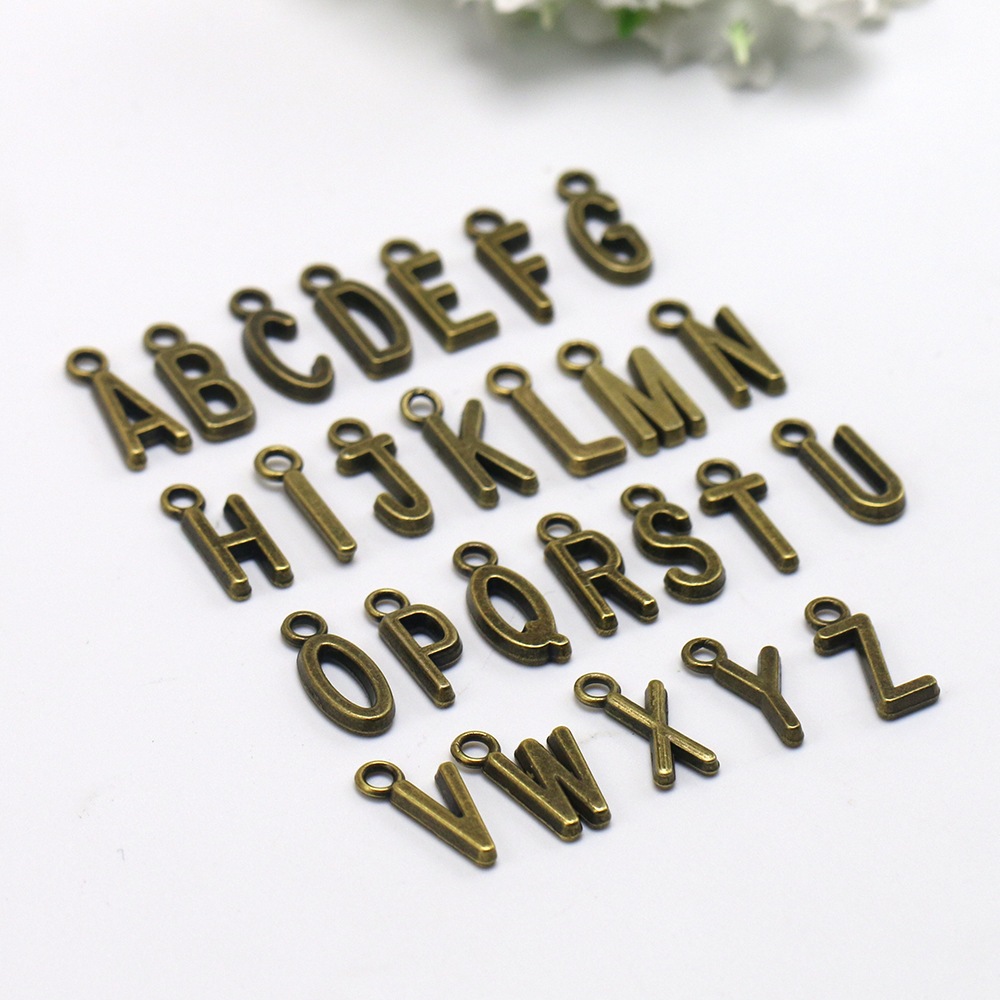 Jual 1 pcs Charm Aksesoris Besi - SERI HURUF ALFABET GANTUNG BRONZE ...