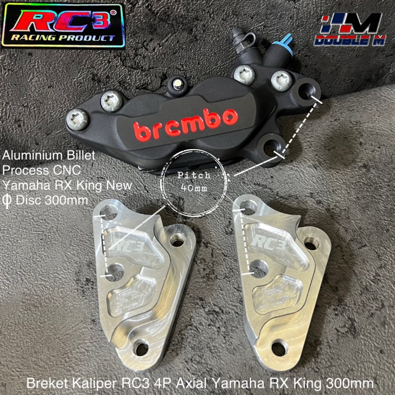 Jual Breket Bracket Braket Kaliper Depan RC3 4P 4Piston Brembo KTC RX King New Old 300mm ...