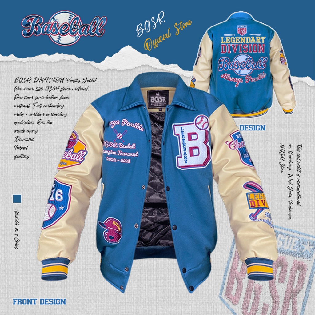 Jual Jaket Varsity DIVISION Jacket Windbreaker Baseball Vintage Bordir ...