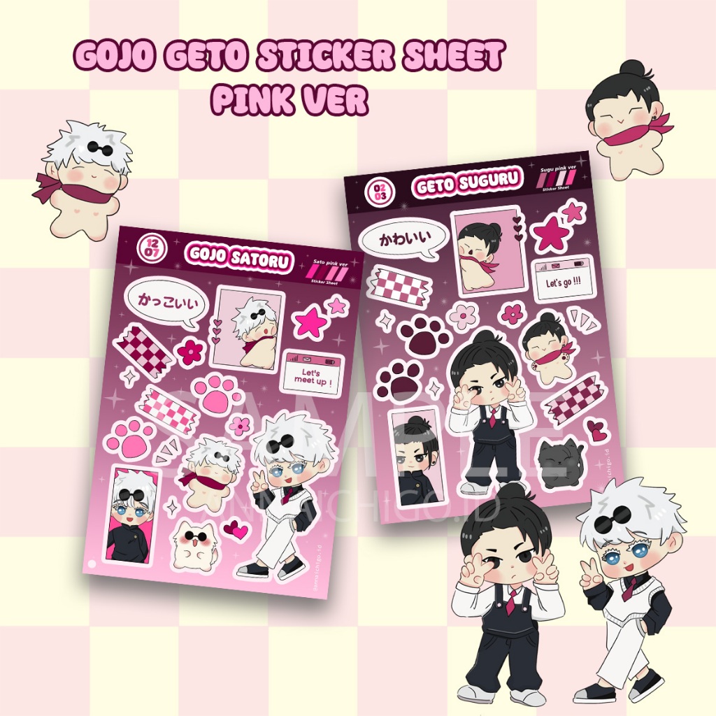 Jual GOJO SATORU & GETO SATORU STICKER PINK VER [ ANNAICHIGO.ID ...