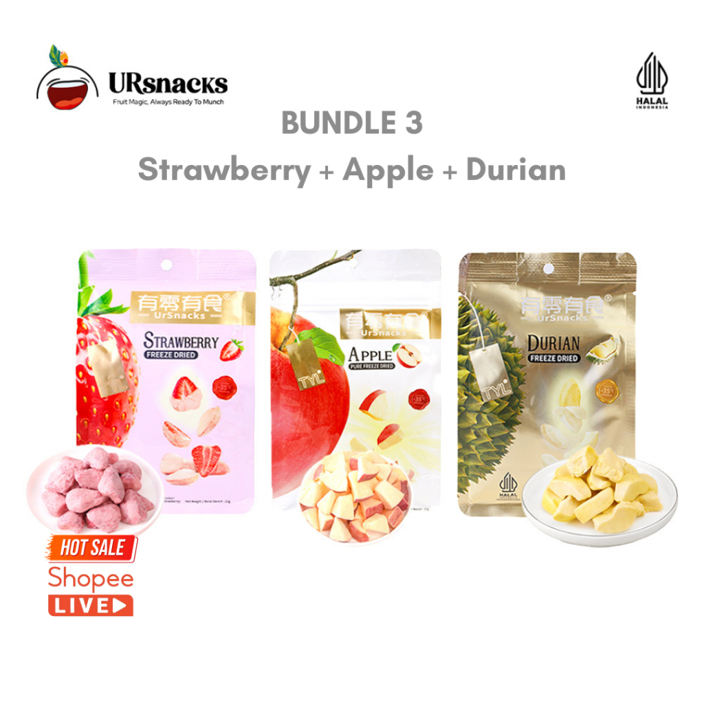 Jual URSNACKS Bundle Of 3 - Freeze Dried Keripik Sehat Durian ...