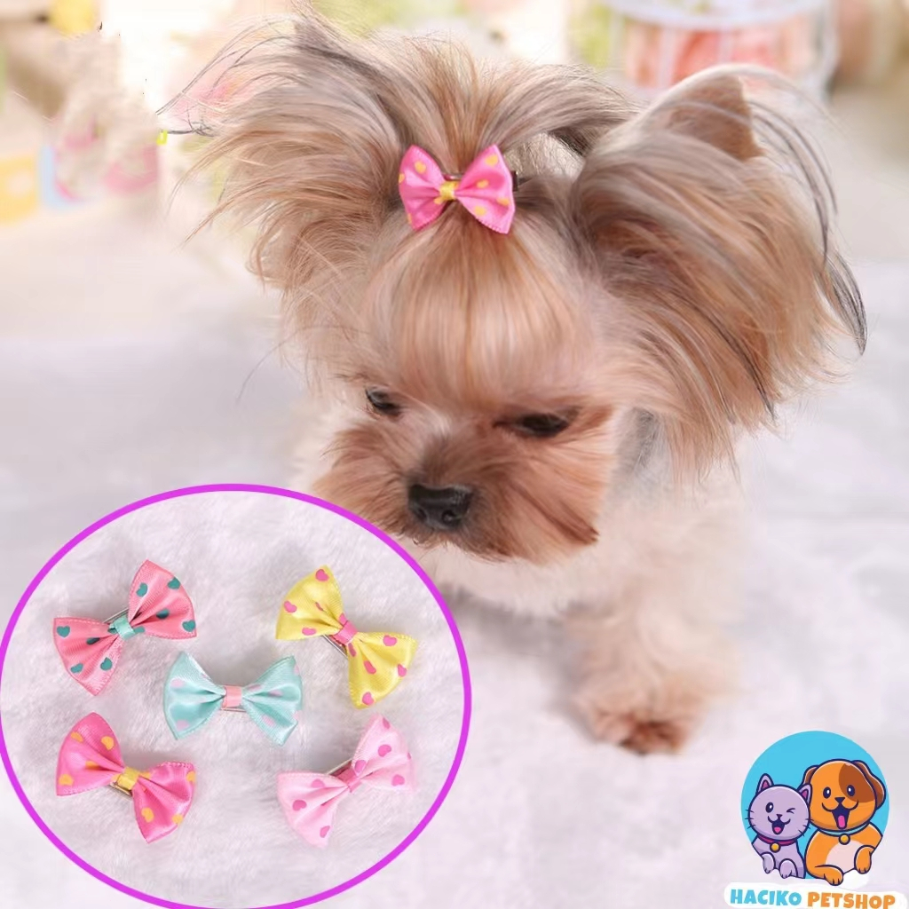 Jual [HACIKO PETSHOP] Dog hair clip ribbon pita lucu Dog Hair Bow / Cat ...