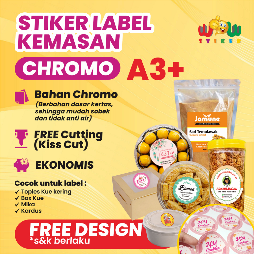 Jual [FREE DESIGN] Stiker Label Chromo Produk Makanan Kemasan Dus ...