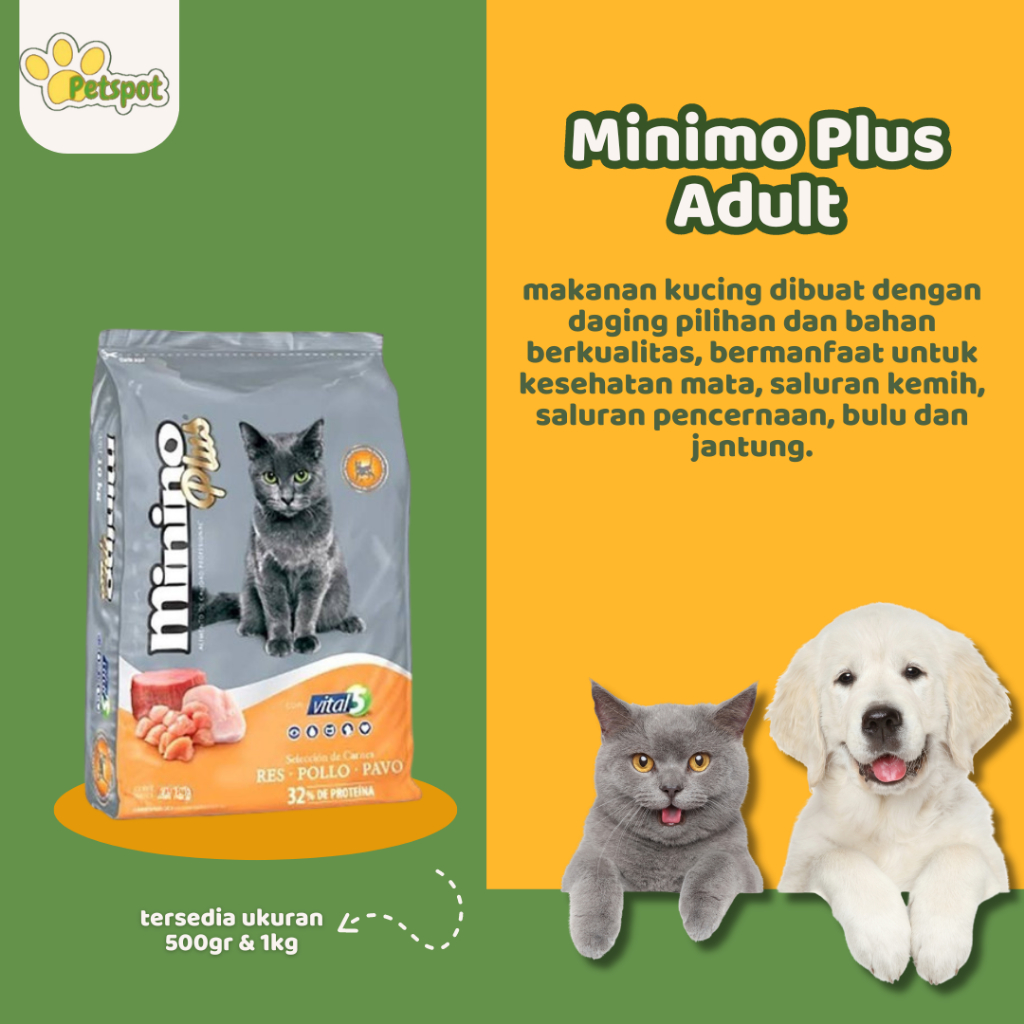 Jual Petspotid - Minino Plus Adult 1.5 kg - Makanan Kucing Dewasa ...