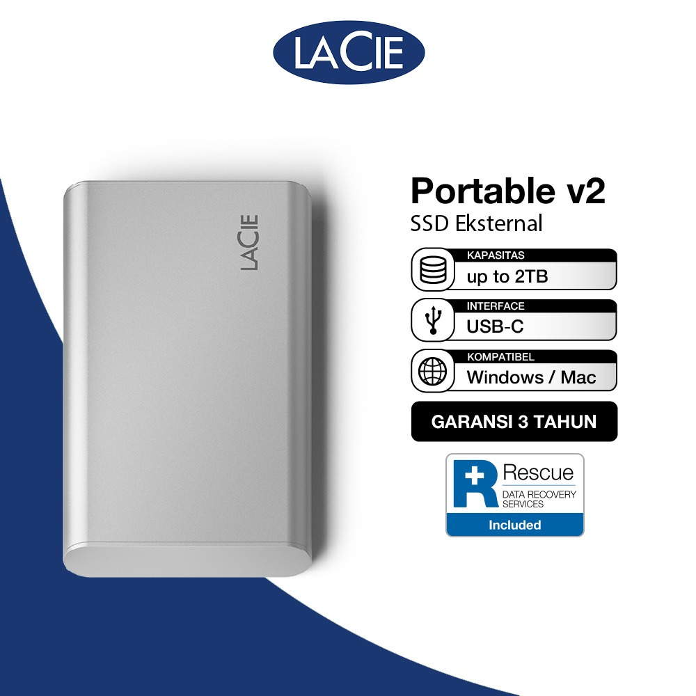 Jual LaCie Portable v2 SSD Eksternal USB3.2 Type-C | Shopee Indonesia