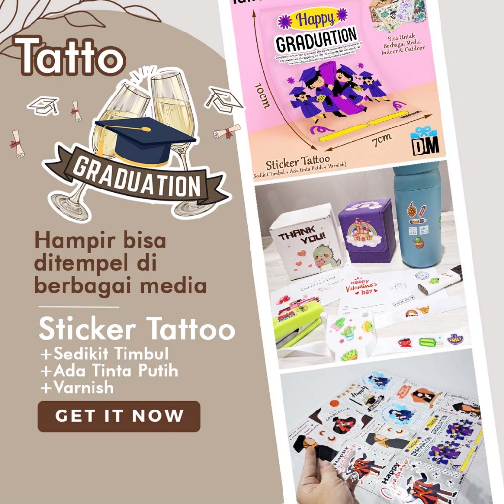 Jual Sticker UV Stiker Tato Grad Graduation Wisuda Lulusan untuk hadiah ...