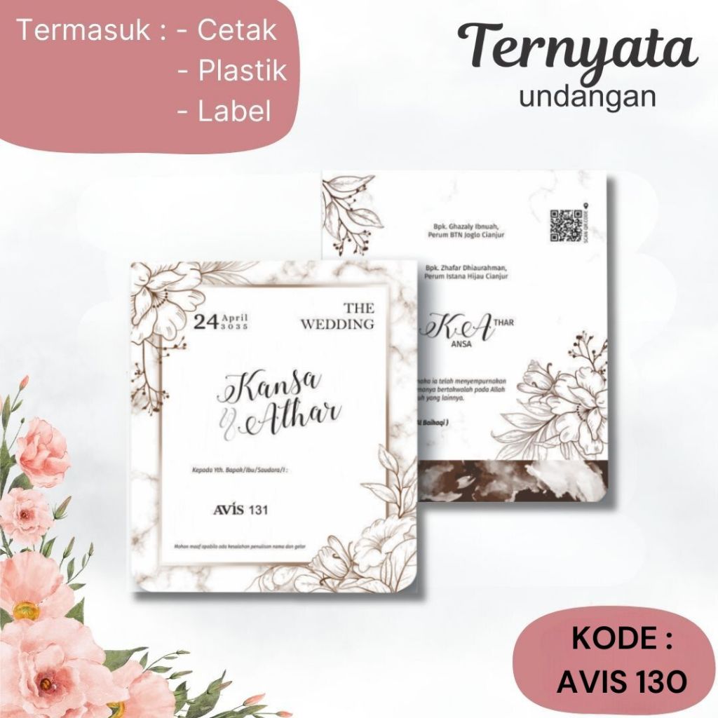 Jual Undangan Nikah AVIS 130 Sudah Cetak dengan bahan kertas BC premium ...