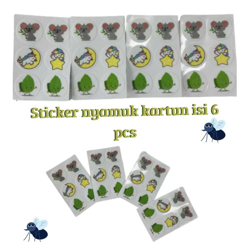 Jual (MS)Sticker Nyamuk Kartun Anti Nyamuk Aroma Pengusir Nyamuk isi 6 ...
