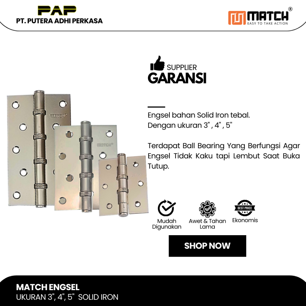 Jual Engsel Besi Match 3" / 4" / 5 " inch Engsel Besi Pintu Jendela ...